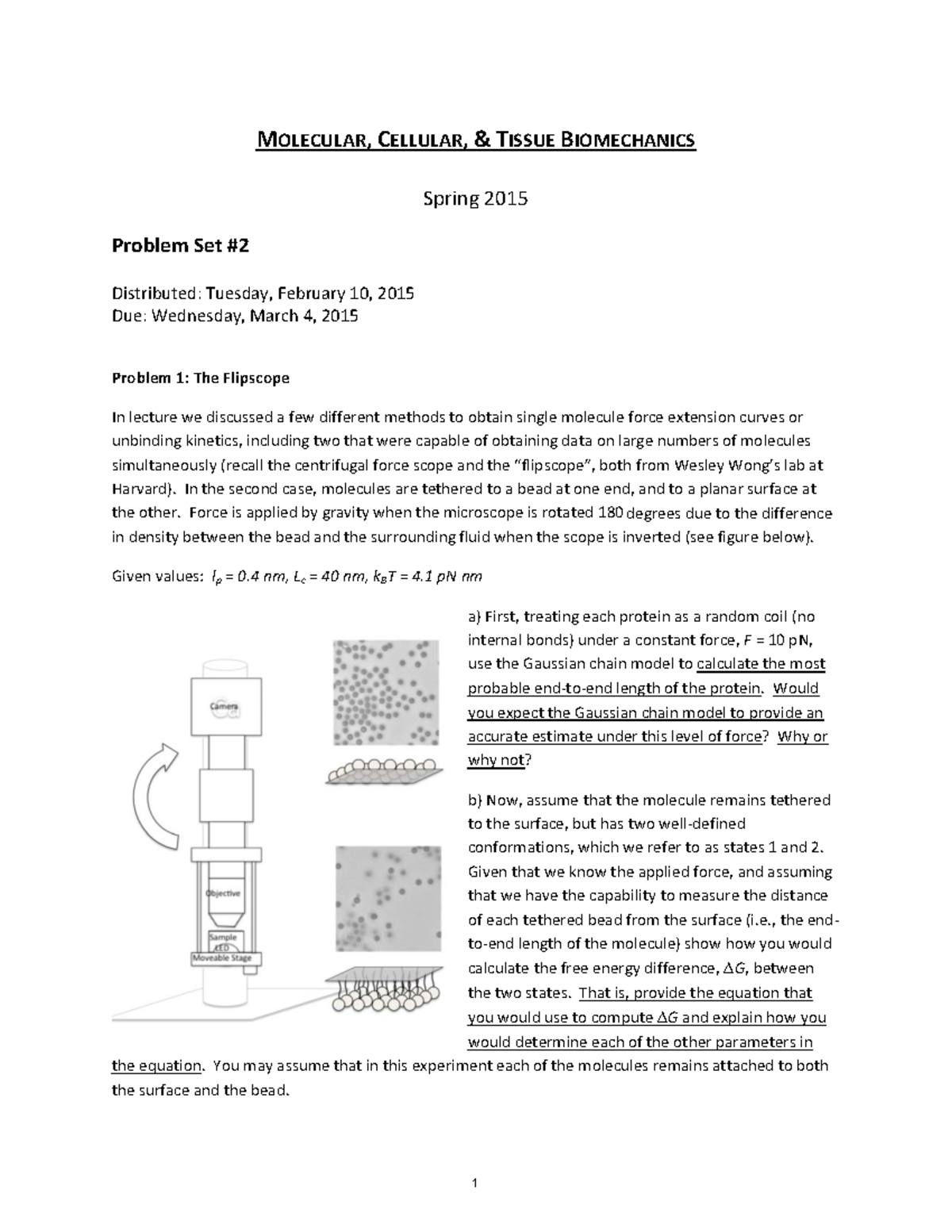 Practice Set 2 - Lecture Assignment - MOLECULAR, CELLULAR, & TISSUE BIOMECHANICS Spring 2015 ...