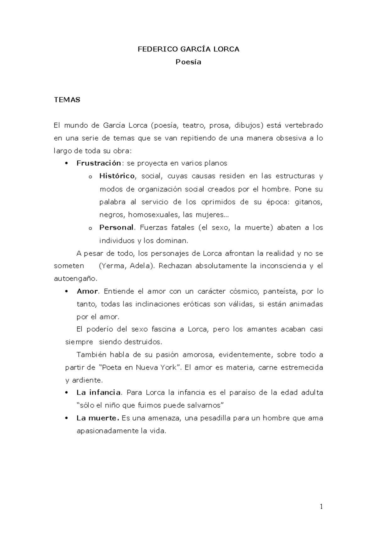 1. García Lorca Poesía - ...... - FEDERICO GARCÍA LORCA Poesía TEMAS El ...