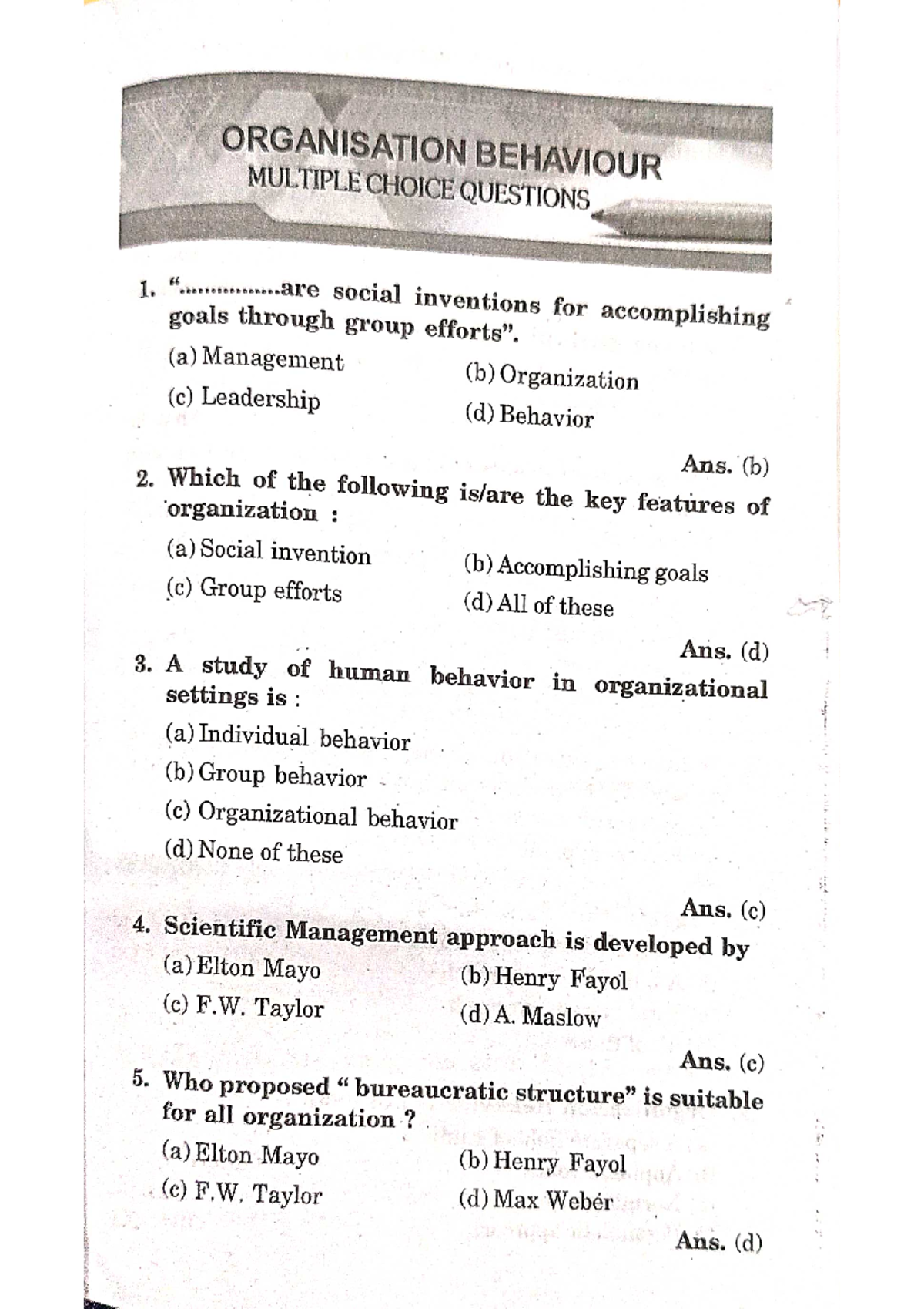 Shanti-OB - organisation behaviour mcq - computer application - Studocu
