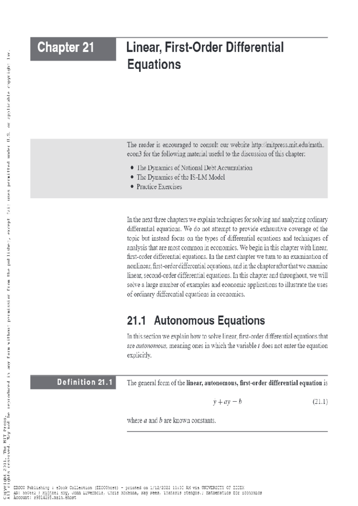 Mathematics for Economics 21.1 topic 6 - EC351-6-SP-CO - Studocu