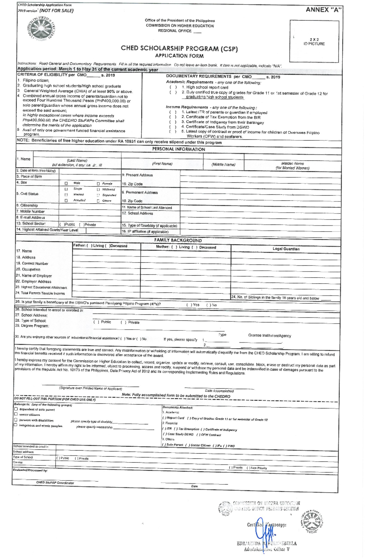 CHED Scholarship 2020 Application Form - Social and Professional Issues ...