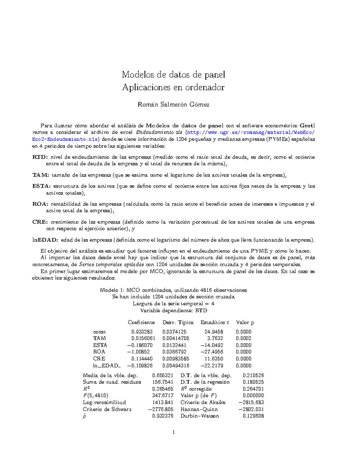 03 Datos Panel - Modelos de datos de panel Aplicaciones en ordenador ...