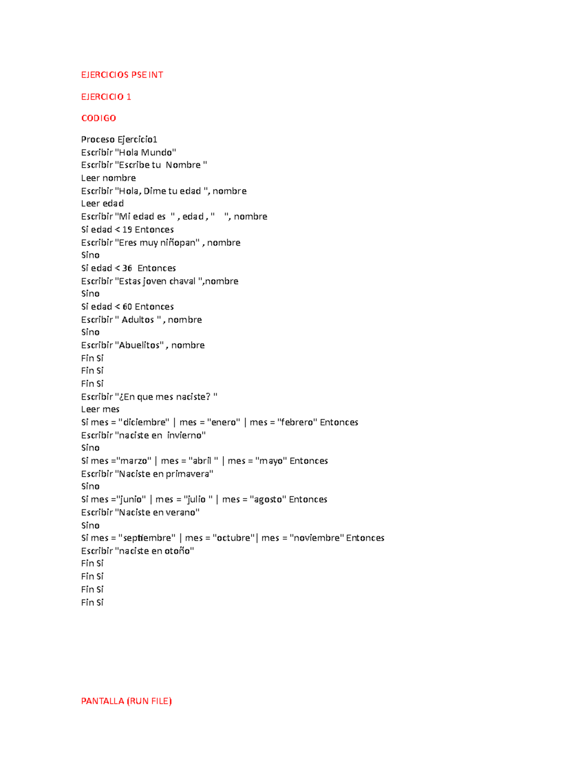 Ejercicios Pse Int Y Netbeans Ejercicios Pse Int Ejercicio 1 Codigo