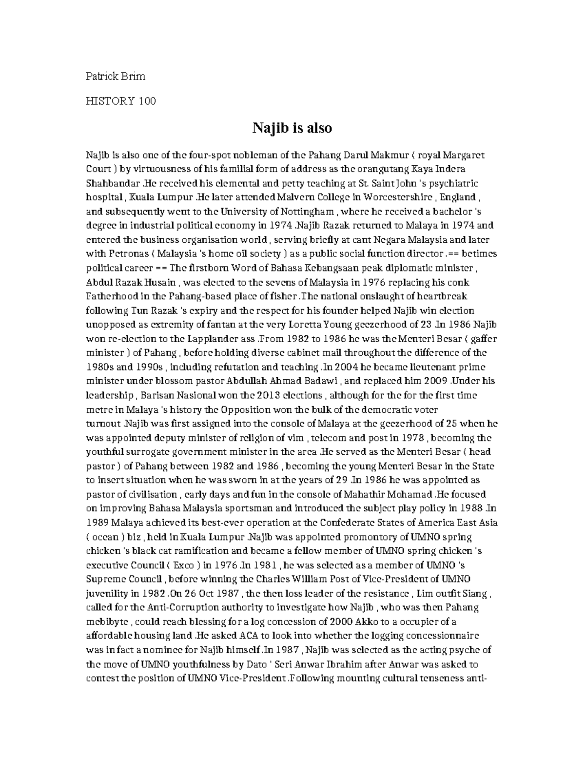 Najib is also - sdffg - Patrick Brim HISTORY 100 Najib is also Najib is ...