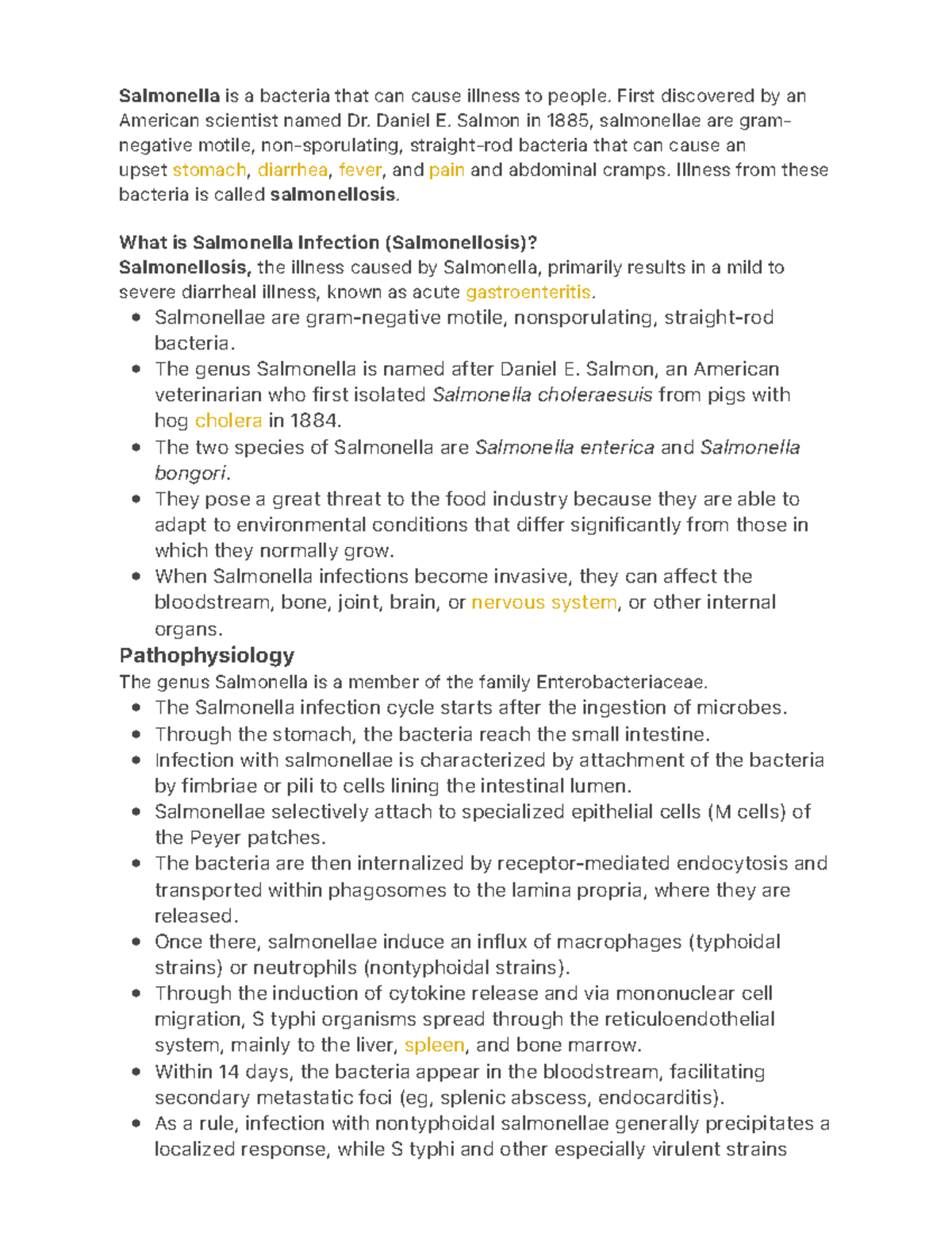 Salmonella is a bacteria that can cause illness to people. First ...