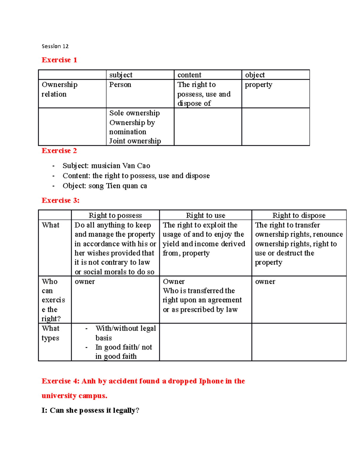 Session 12 - SS12 - PLĐC- INTRODUCTION TO LAWS - Session 12 Exercise 1 ...