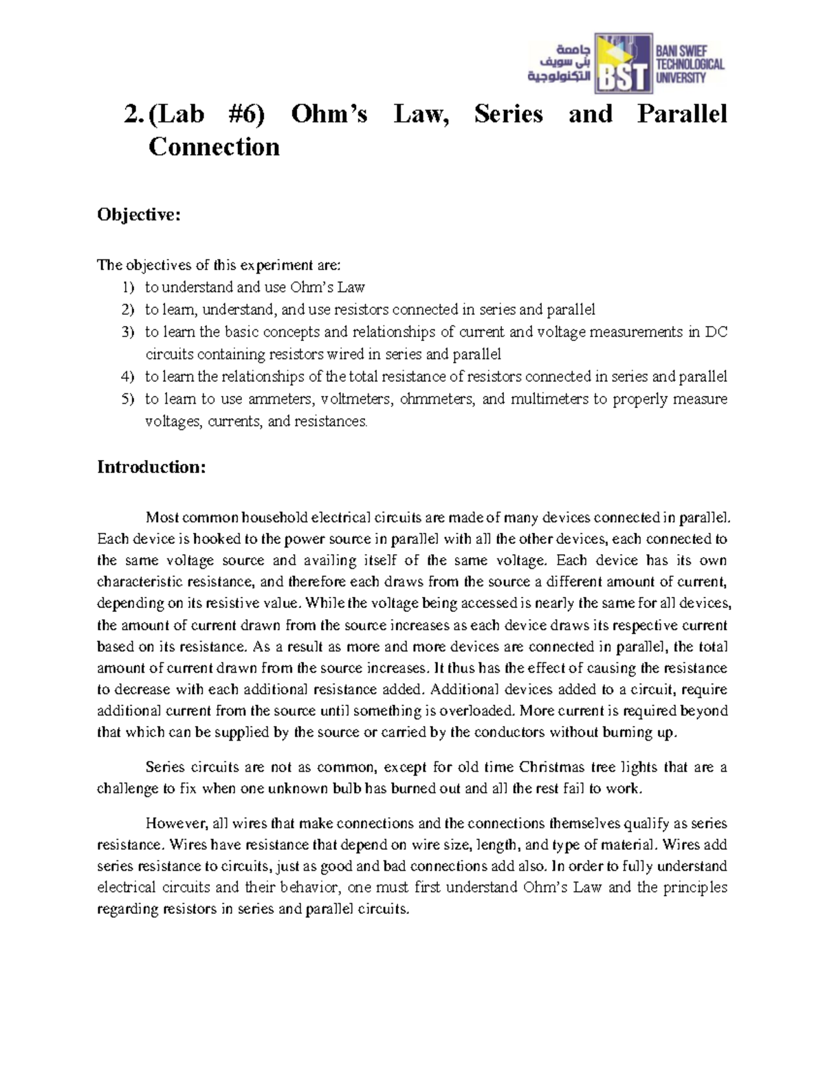 Lab Law Series and Parallel Connection - Studocu