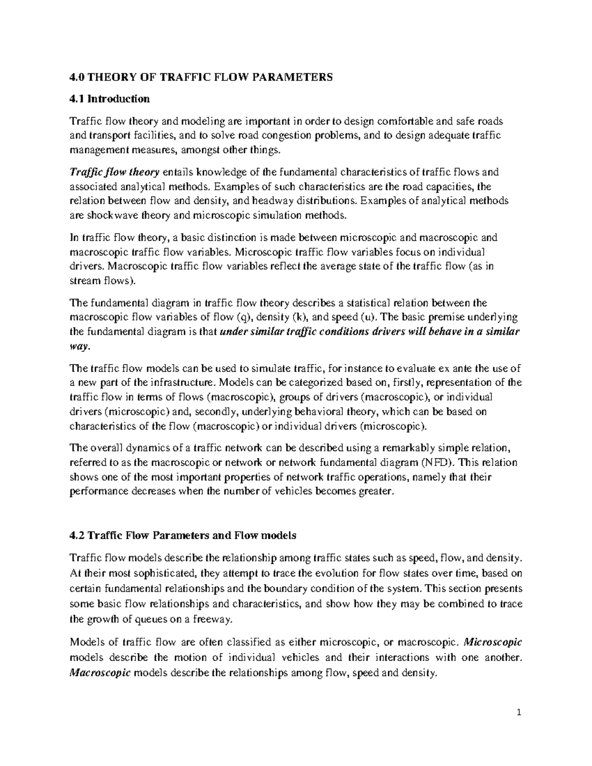 ECE 3141 Theory of Traffic flow parameters and models rev 3 - 4 THEORY OF TRAFFIC FLOW ...
