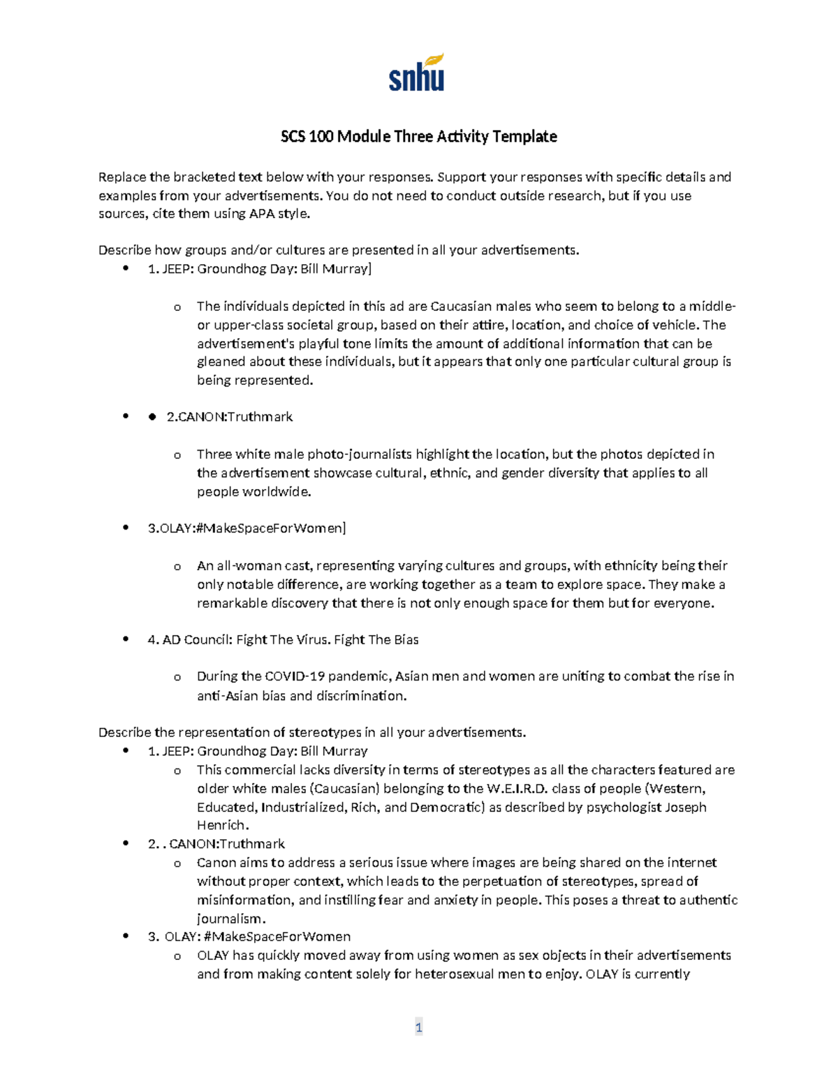 SCS 100 Module Three Activity Template - SCS 100 Module Three Activity ...