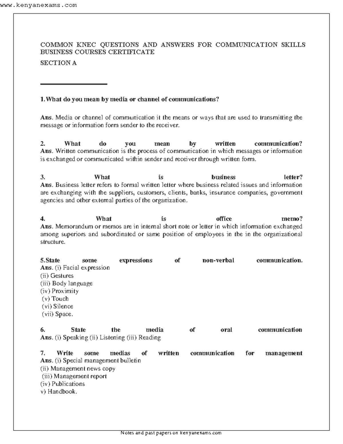 Question and answer for communication - 1 do you mean by media or ...