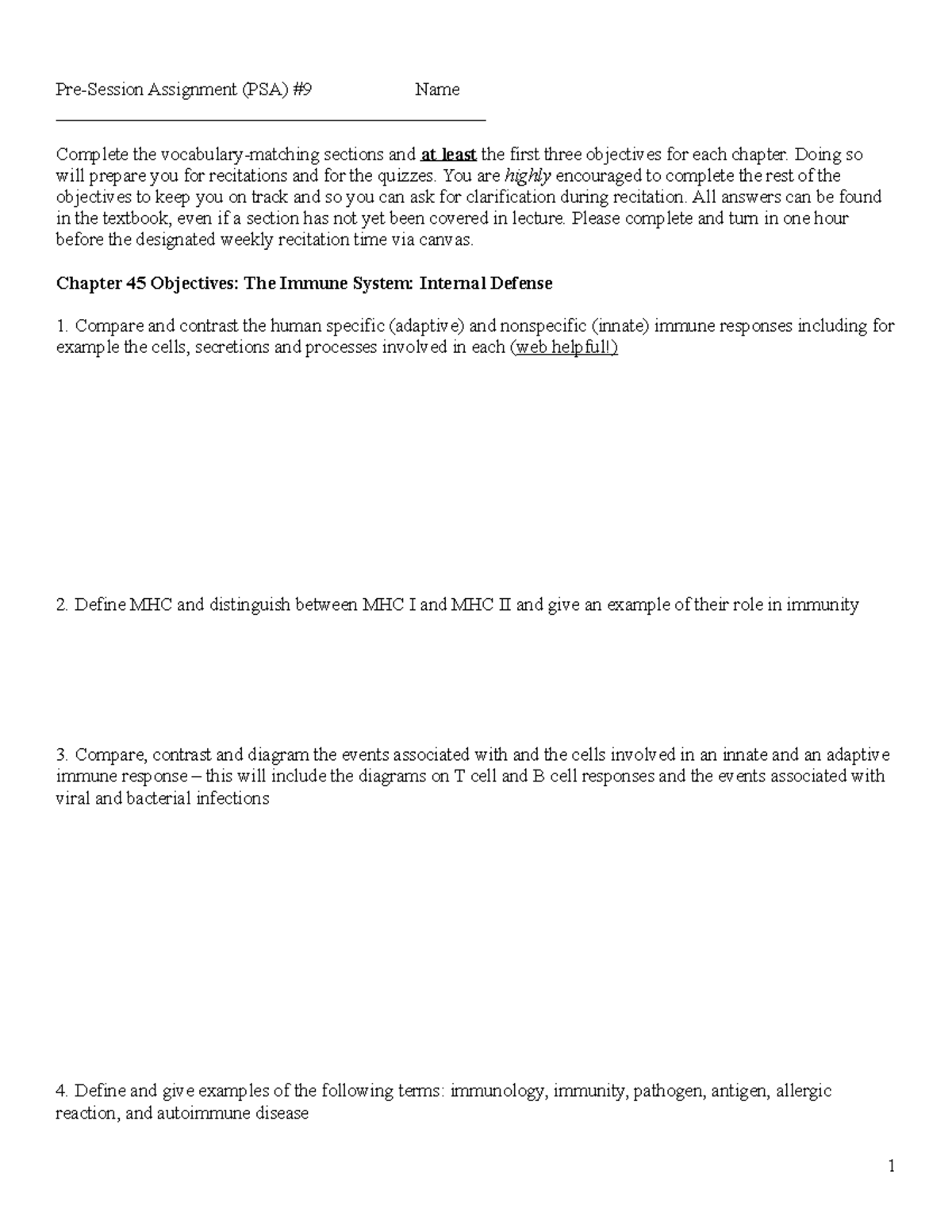 FA23PSA9 - Psa - Pre-Session Assignment (PSA) #9 Name Complete the ...
