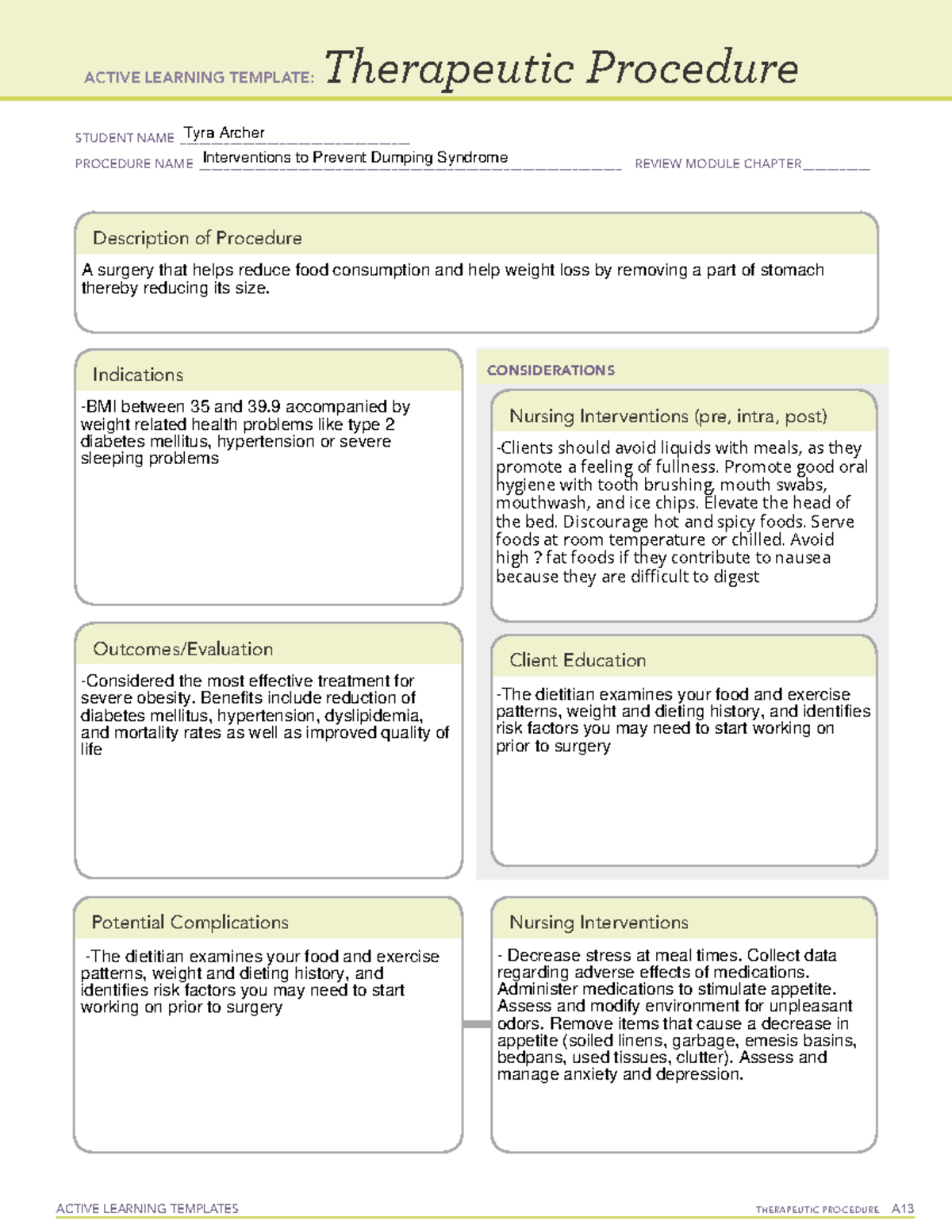 FR TA MS 31 - ATI - ACTIVE LEARNING TEMPLATES TherapeuTic procedure A ...