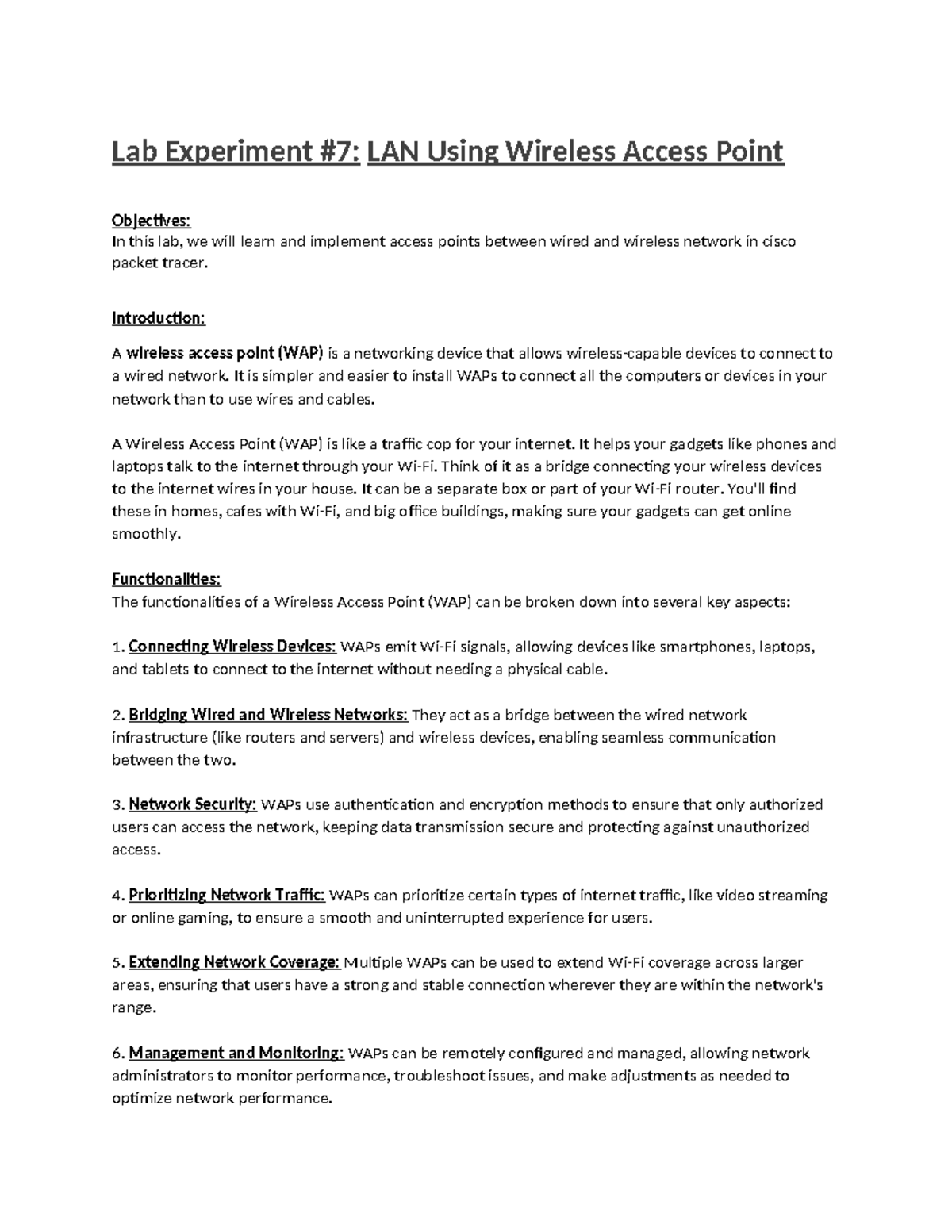 Lab Experiment #7 - these are lab reports of networking course very crucial course of electrical ...