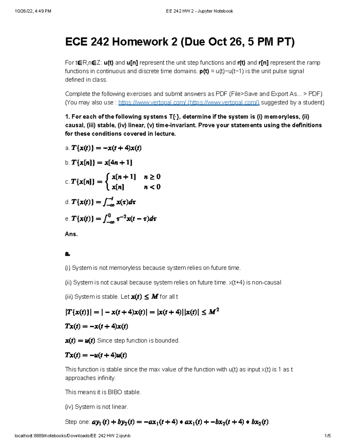 EE 242 HW 2 - 242 hw 2 - ECE 242 Homework 2 (Due Oct 26, 5 PM PT) For t ...