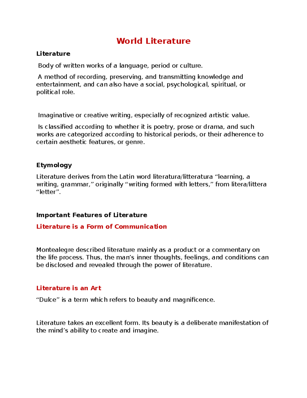 World Literature - Body of written works of a language, period or ...