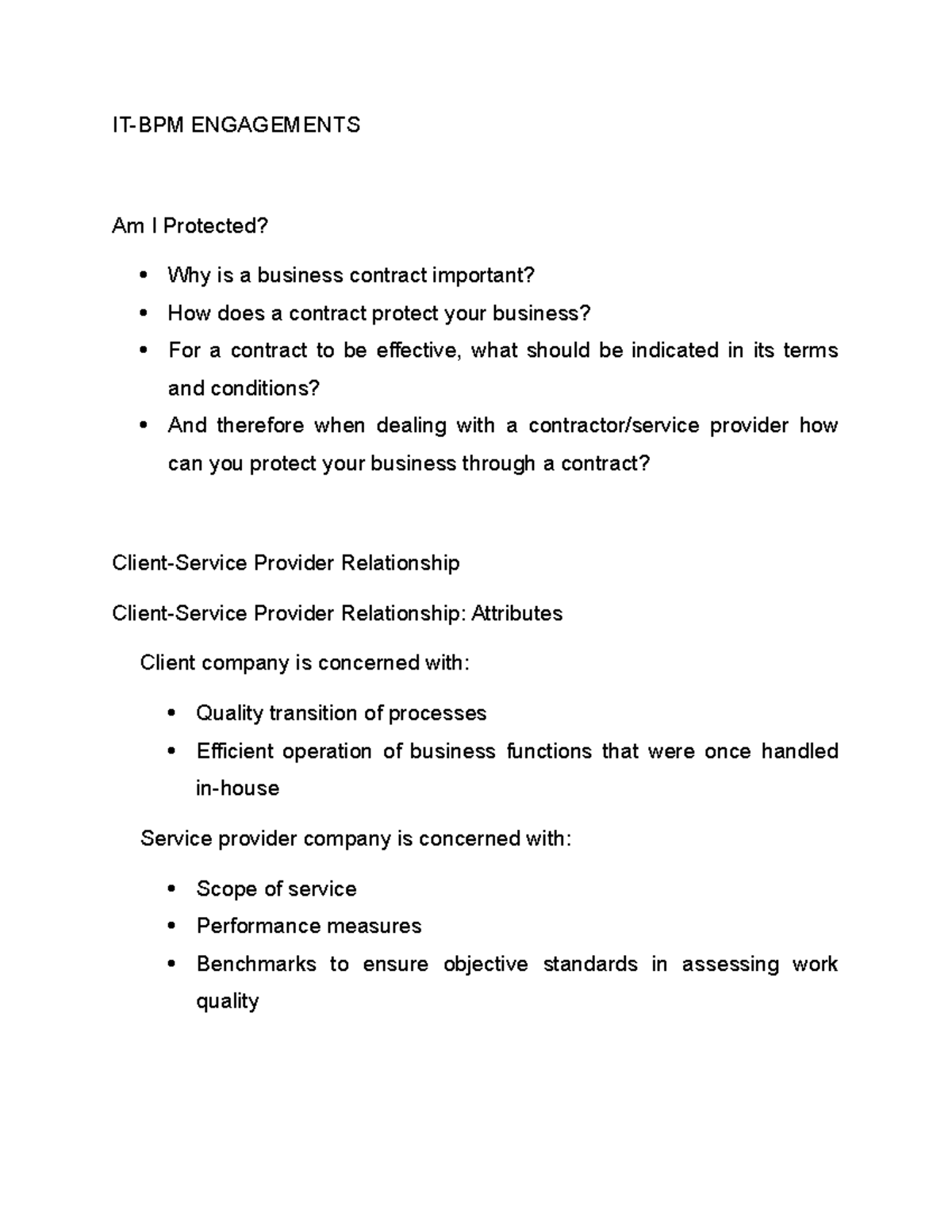 IT-BPM ENGAGEMENTS - The IT-BPM Contract A business process management ...