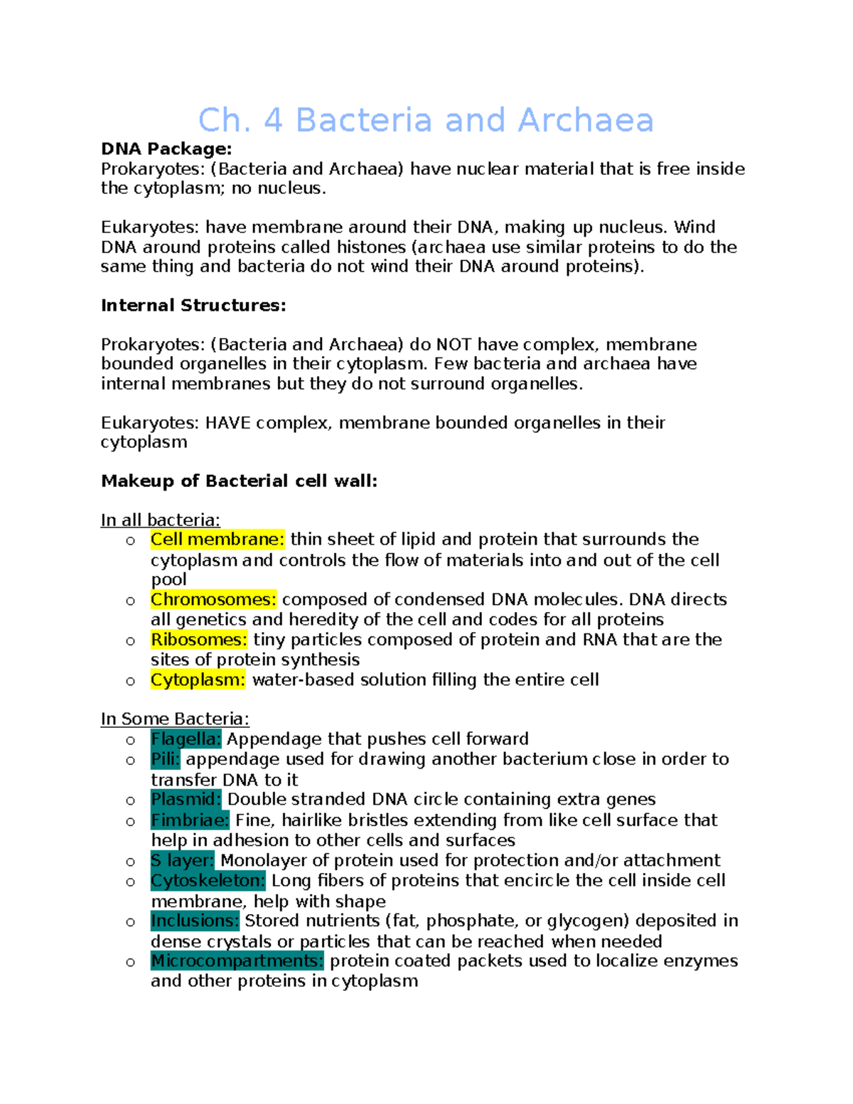 Micro Ch - Ch. 4 Bacteria and Archaea DNA Package: Prokaryotes ...