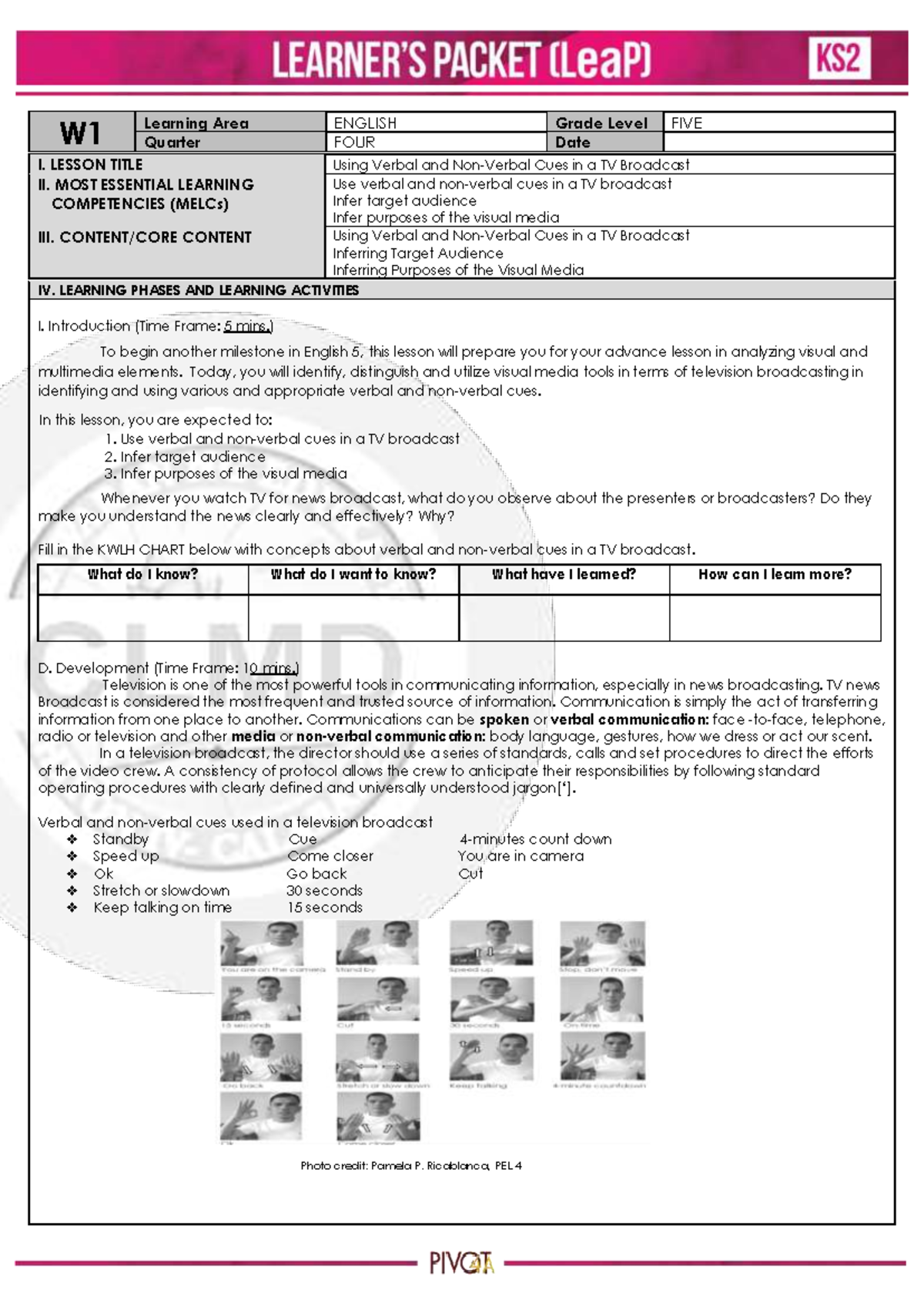 Q4 English 5 Week1 - Lesson file - W Learning Area ENGLISH Grade Level ...