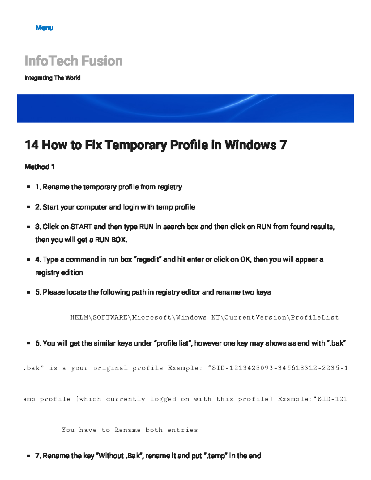 14 How to Fix Temporary Profile in Windows 7 Info Tech Fusion ...