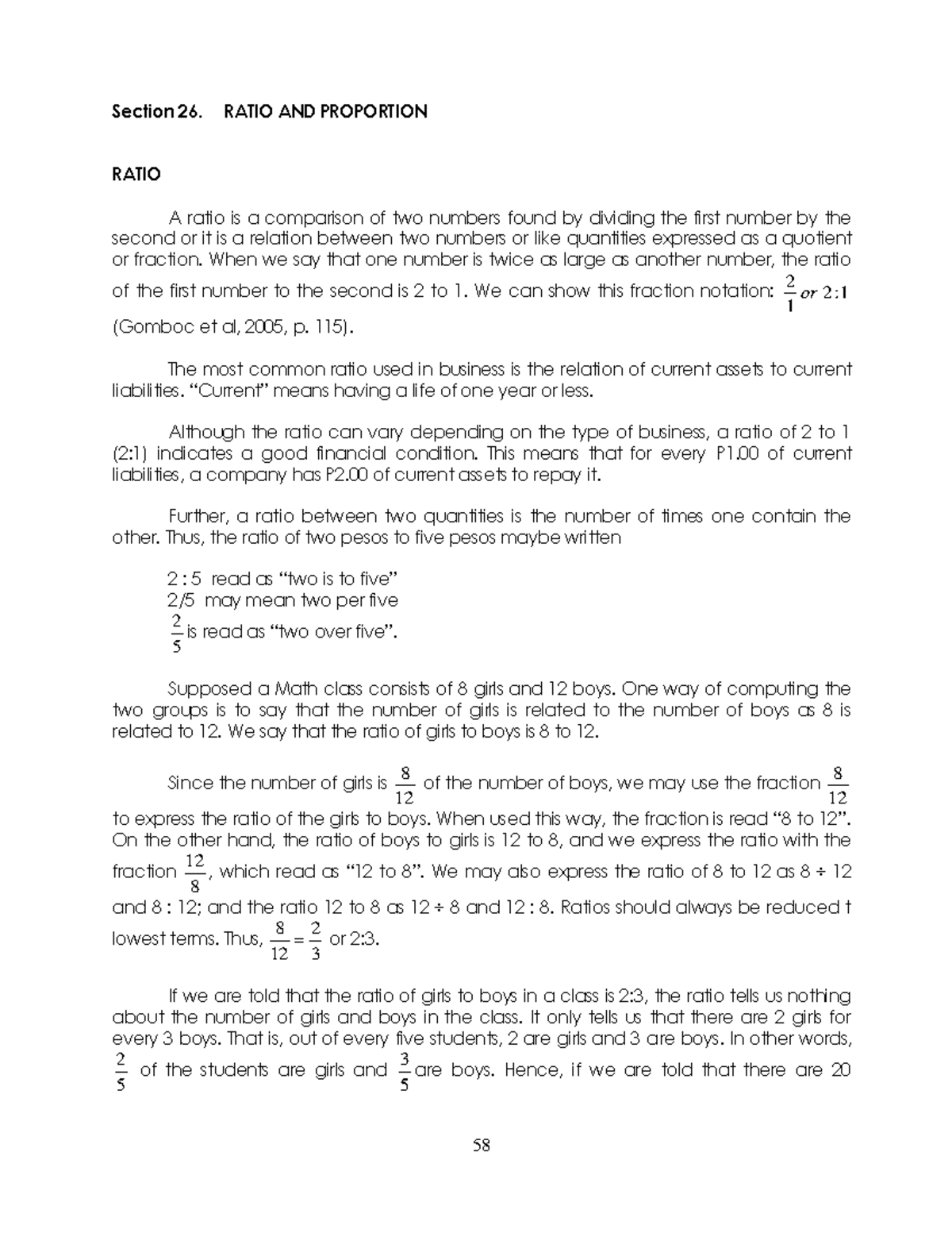 Module-Ratio-and-Proportion - Section 26. RATIO AND PROPORTION RATIO A ...