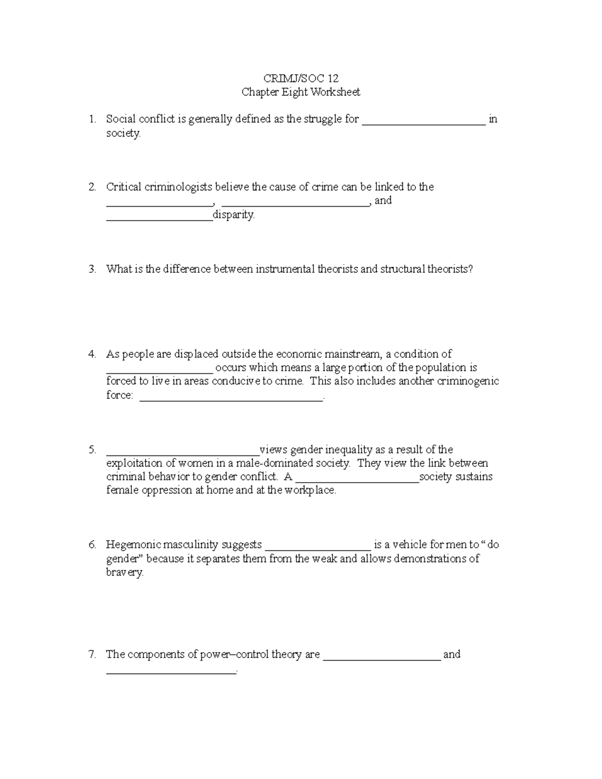 Study Guide Chapter Eight (1) copy - CRIMJ/SOC 12 Chapter Eight ...