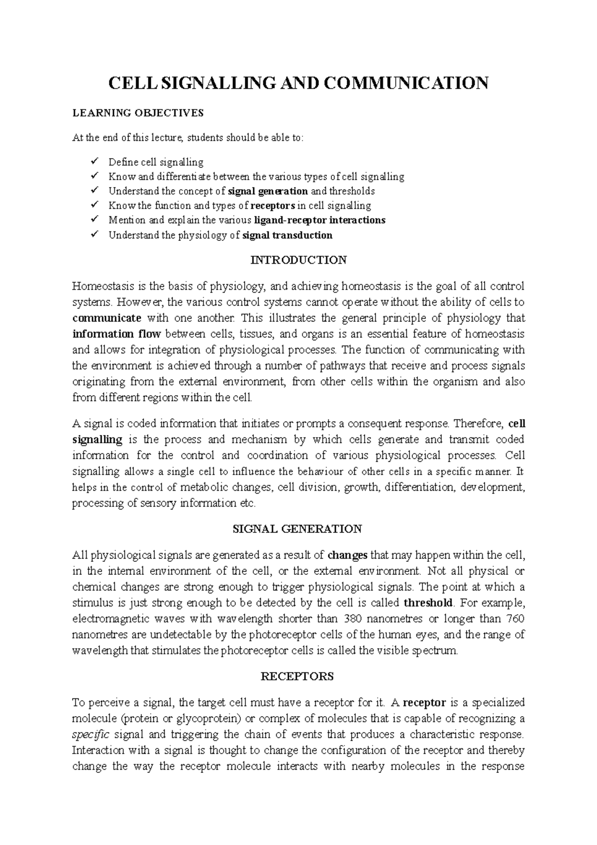 CELL Signalling AND Communications - CELL SIGNALLING AND COMMUNICATION ...