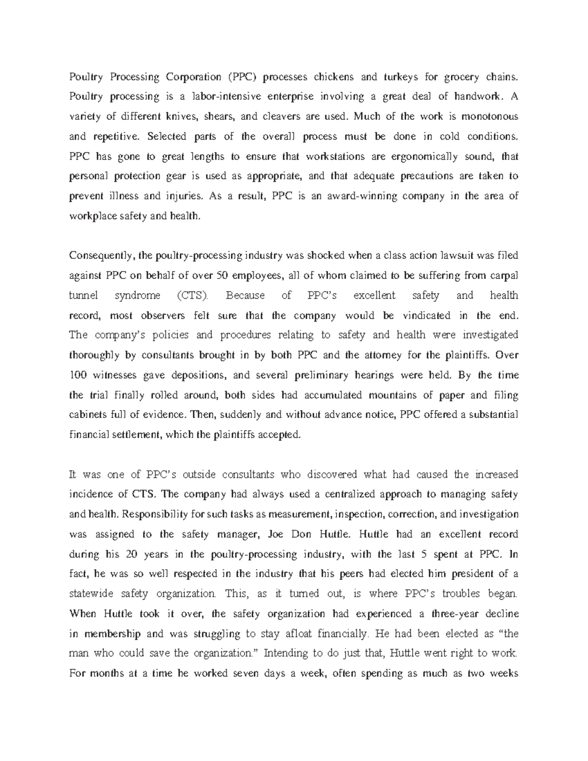 Case study Safety & Hygiene - Poultry Processing Corporation (PPC ...