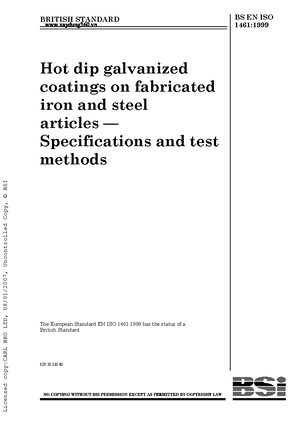 BS EN ISO 1461-2009 ( Hot dip galvanized coatings ) - BS EN ISO 1461 ...