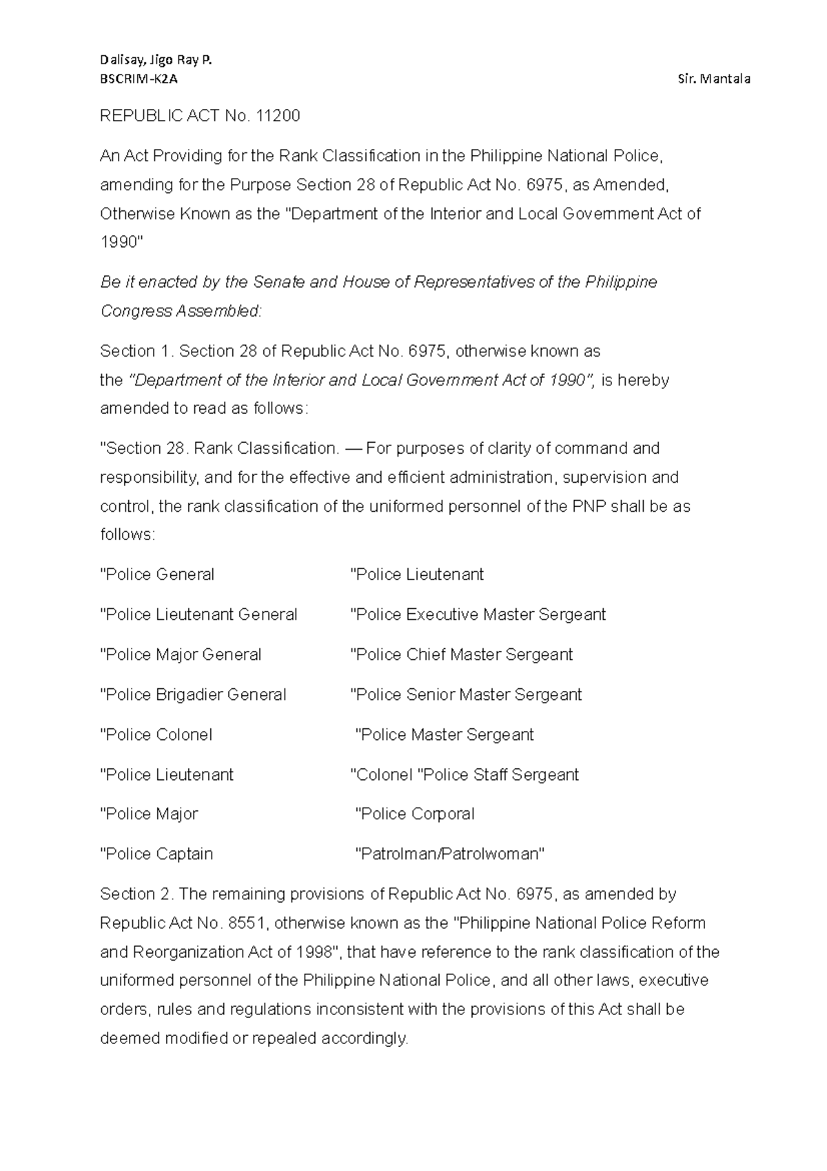A4 SIZE po - Grade: 85.66 - Dalisay, Jigo Ray P. BSCRIM-K2A Sir ...