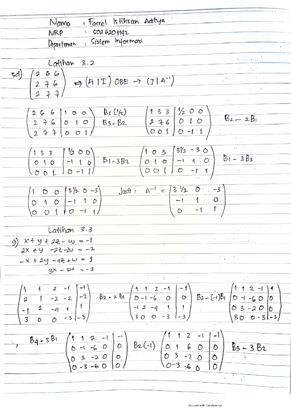 Latihan Matriks - Exercise and answer about matrix - Matematika 1 - Studocu