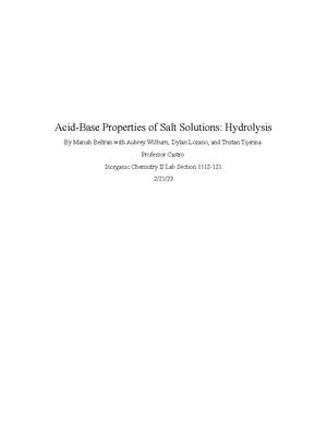 Chem lab 3 - Acid-Base Titration Lab report - Acid-Base Titration Lab ...