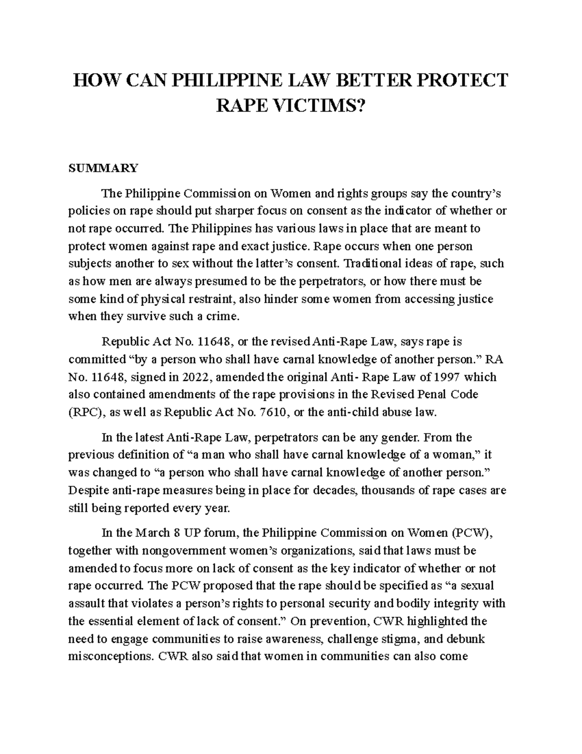 Document (16) - FUNDAMENTAL LEARNING - HOW CAN PHILIPPINE LAW BETTER ...