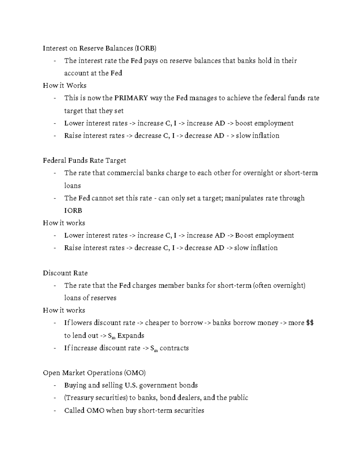 Traditional Monetary Policy Tools of the Fed - Interest on Reserve ...