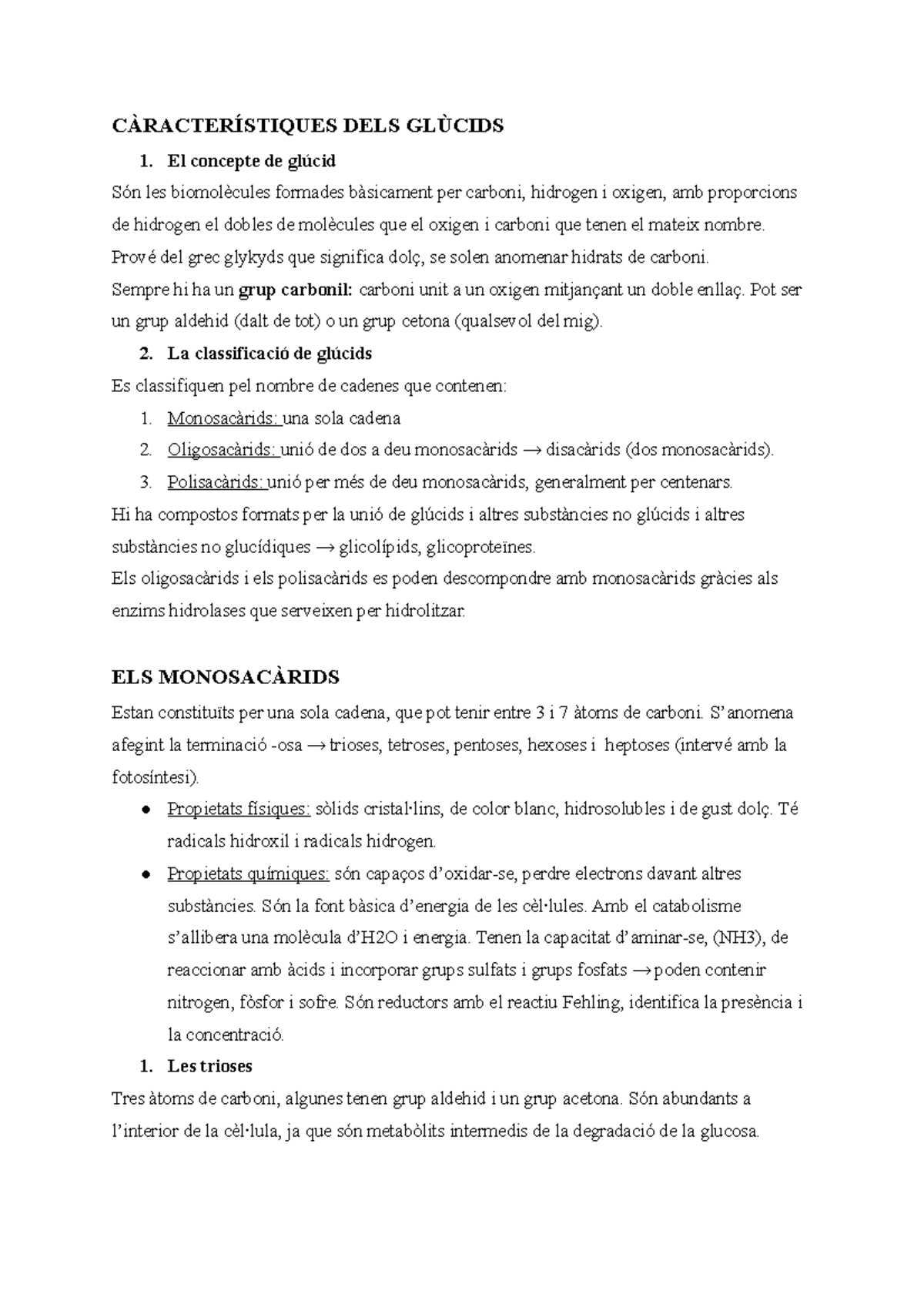 Biologia: els glúcids - CÀRACTERÍSTIQUES DELS GLÙCIDS 1. El concepte de ...