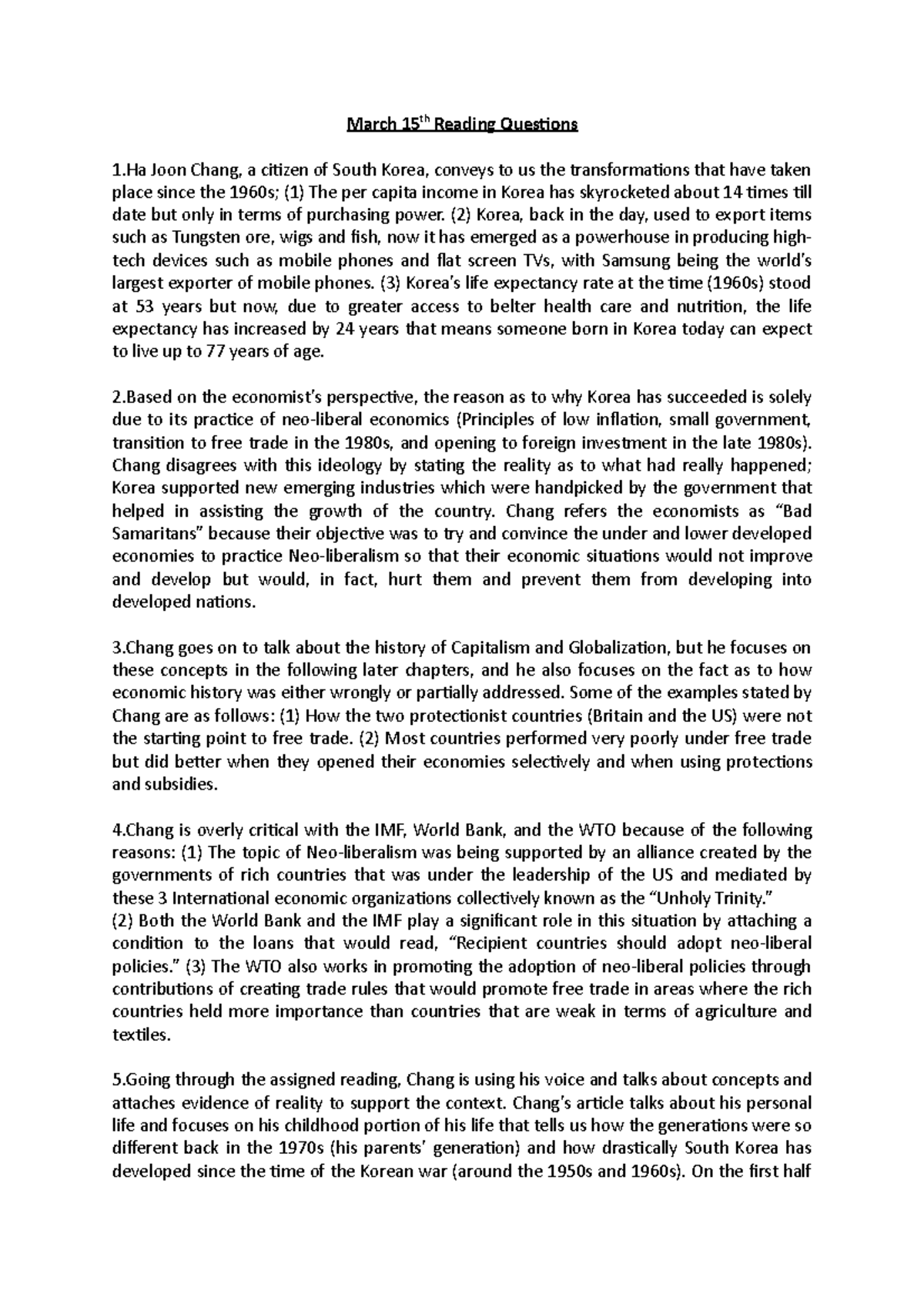 March 15th Reading Questions - March 15th Reading Questions 1 Joon ...