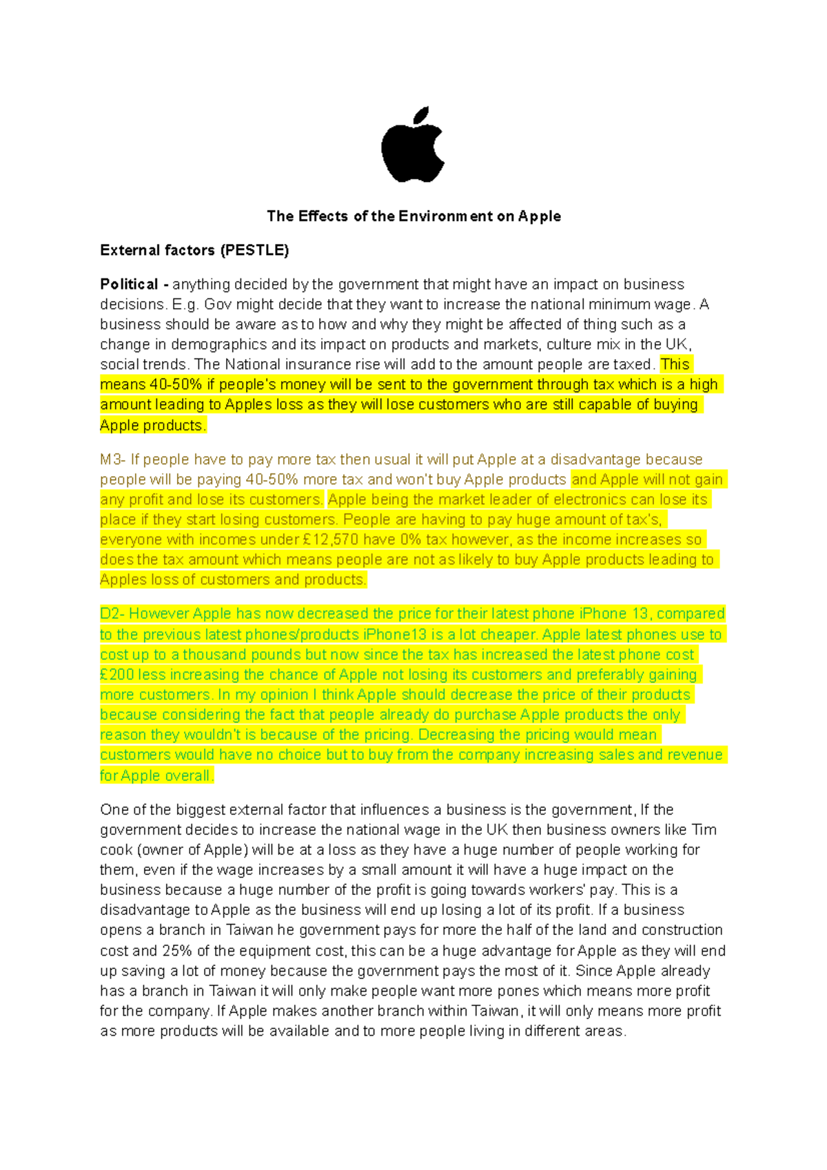 Apple assignment unit 1 - The Effects of the Environment on Apple ...
