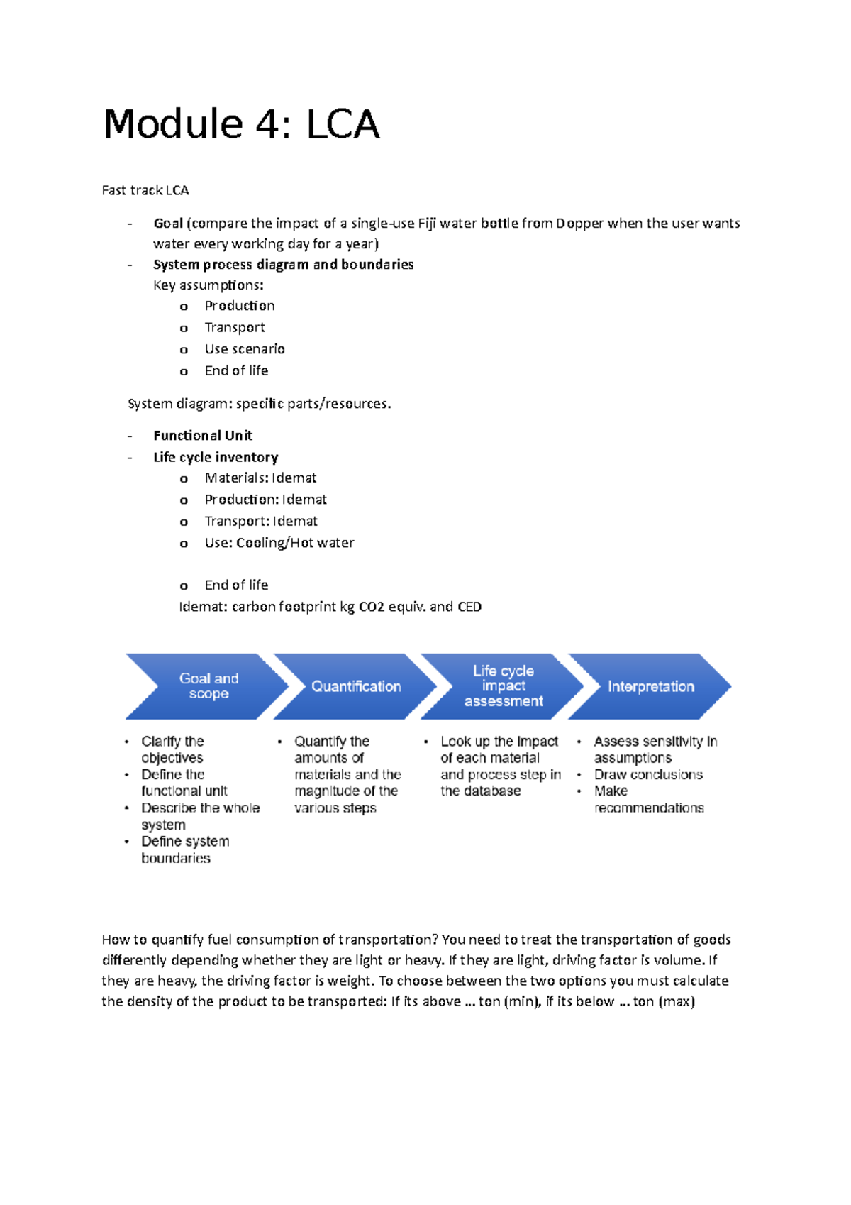 Module 4 workshop take aways - Module 4: LCA Fast track LCA - Goal ...
