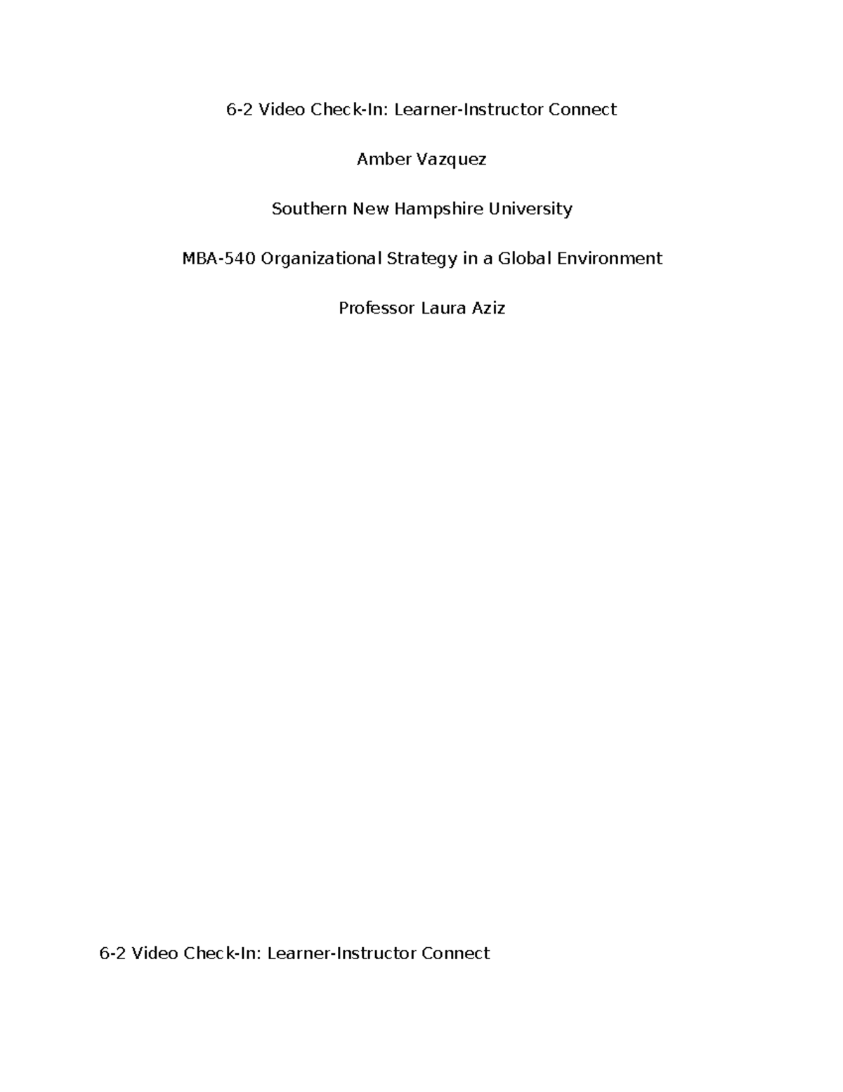 6-1 video check in - 6-2 Video Check-In: Learner-Instructor Connect ...