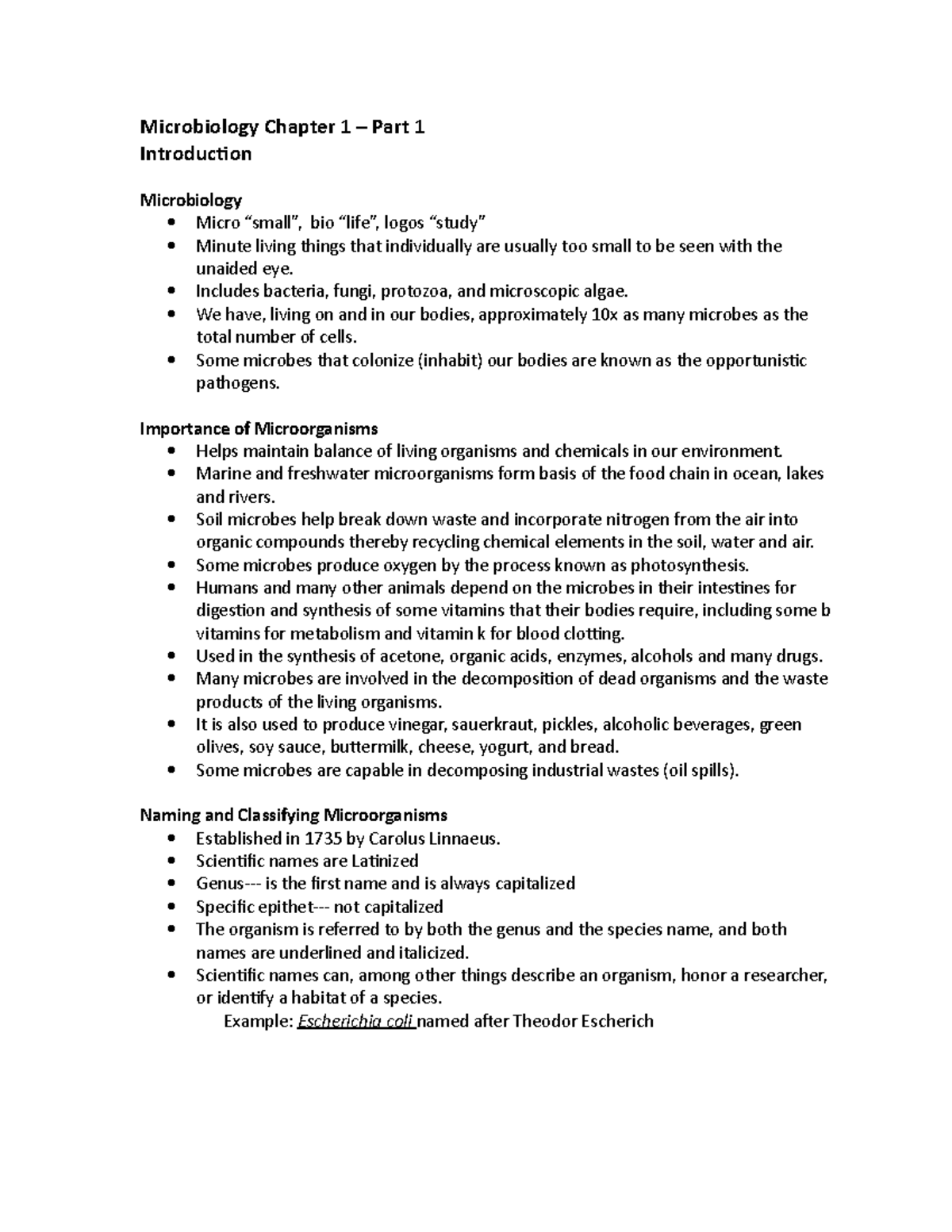 Microbiology Chapter 1 - Introduction (Part 1) - Microbiology Chapter 1 ...