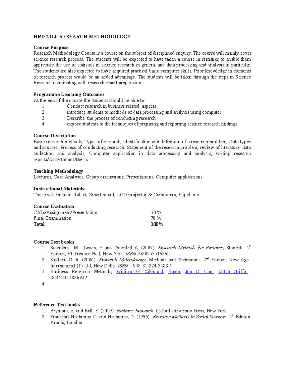 HRD 2114 - Third year first semester - HRD 2114: RESEARCH METHODOLOGY ...