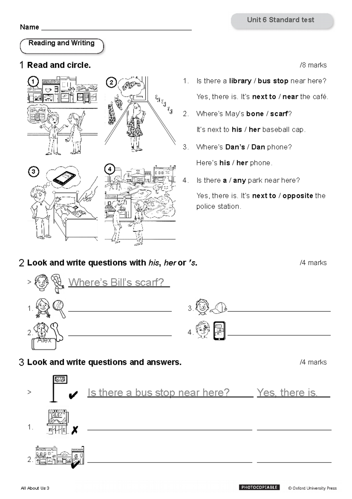 Test unit 6 - examen AAU - Unit 6 Standard test Name