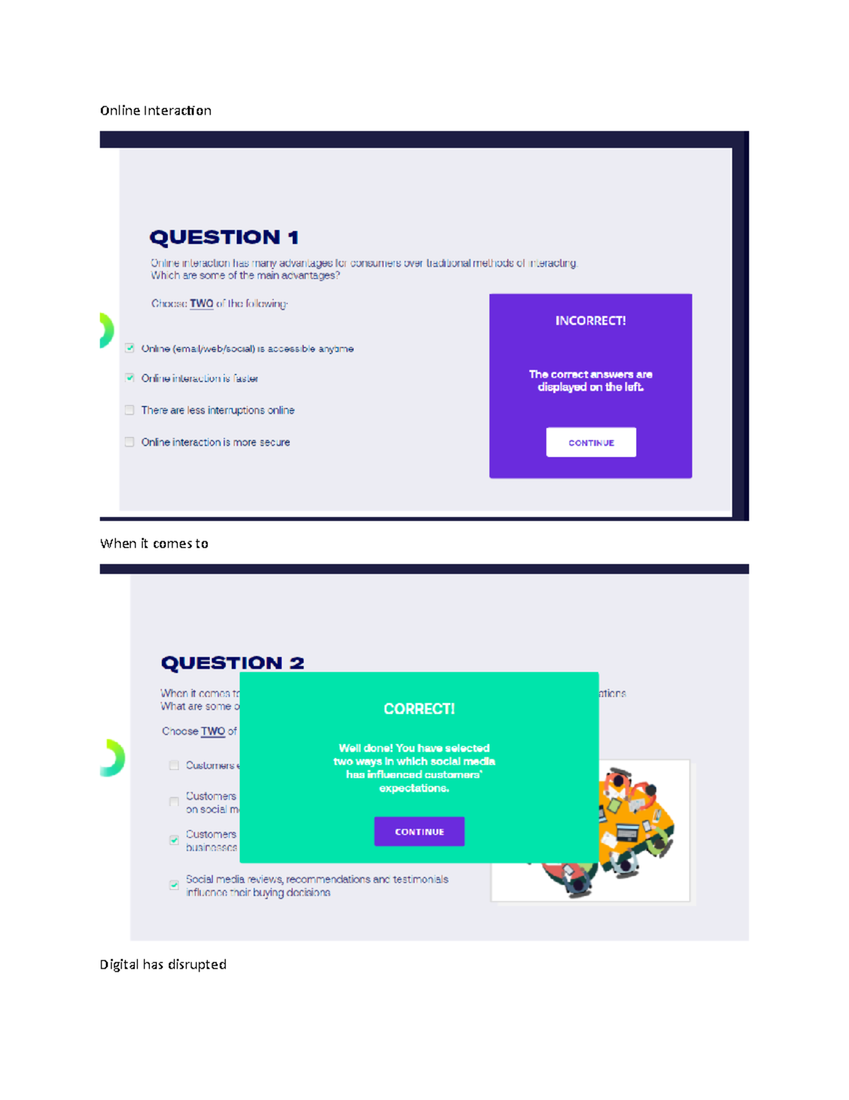 End of Module Quizzes - Online Interaction When it comes to Digital has ...