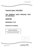 AUI3702 - Unisa - Internal Auditing - Test of Controls - Studocu