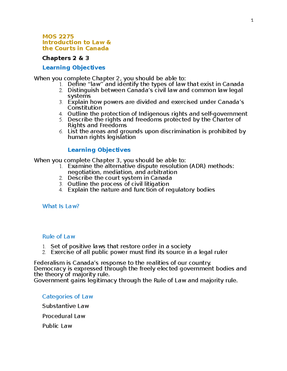 MOS 2275 - Chapter 2 3 - Student Note Outline - F23 - MOS 2275 ...