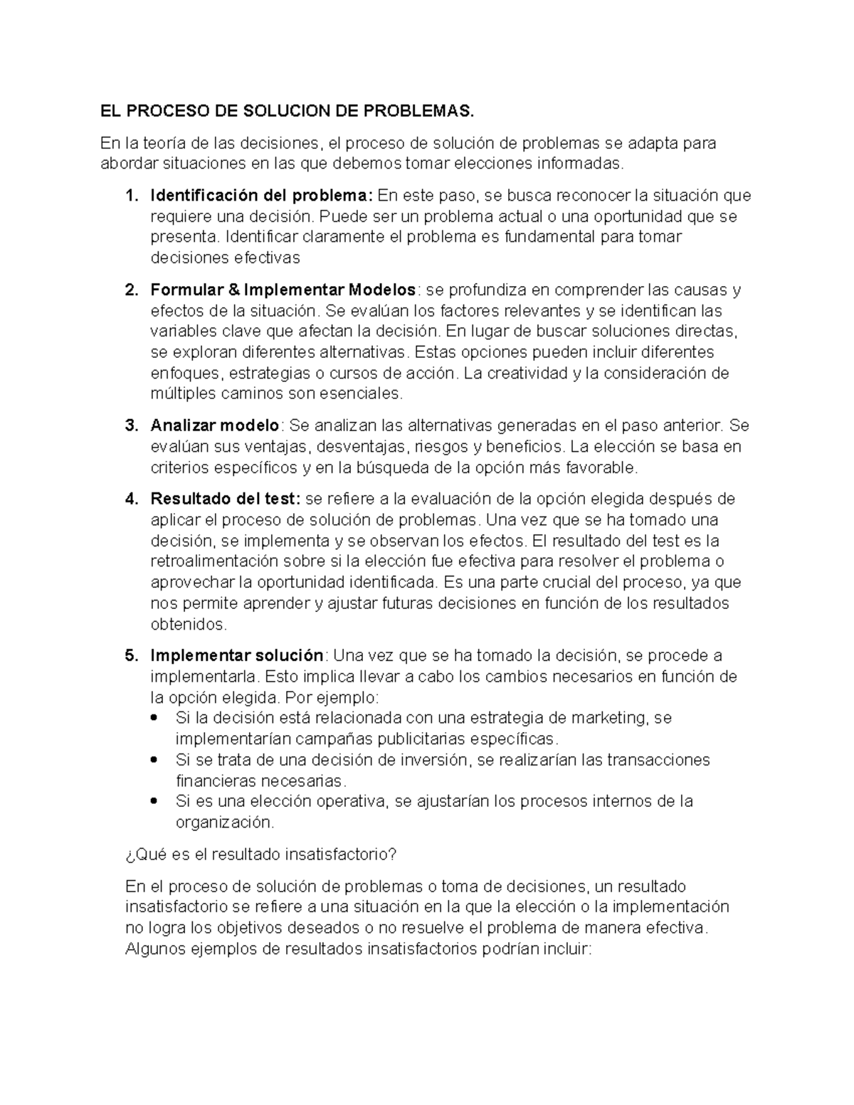EL Proceso DE Solucion DE Problemas - EL PROCESO DE SOLUCION DE PROBLEMAS. En la teoría de las ...