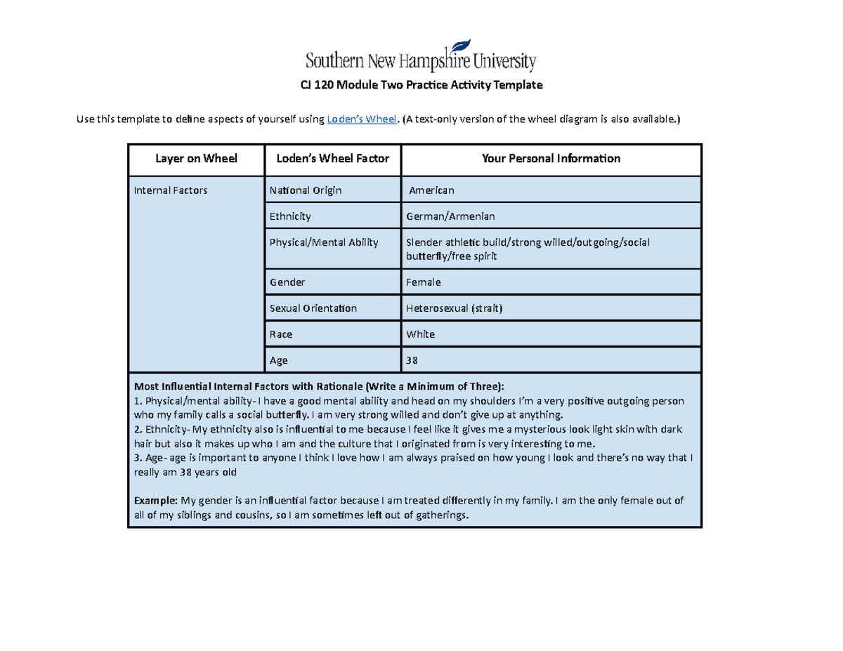 CJ 120 Module Two Practice Activity Template - (A text-only version of ...