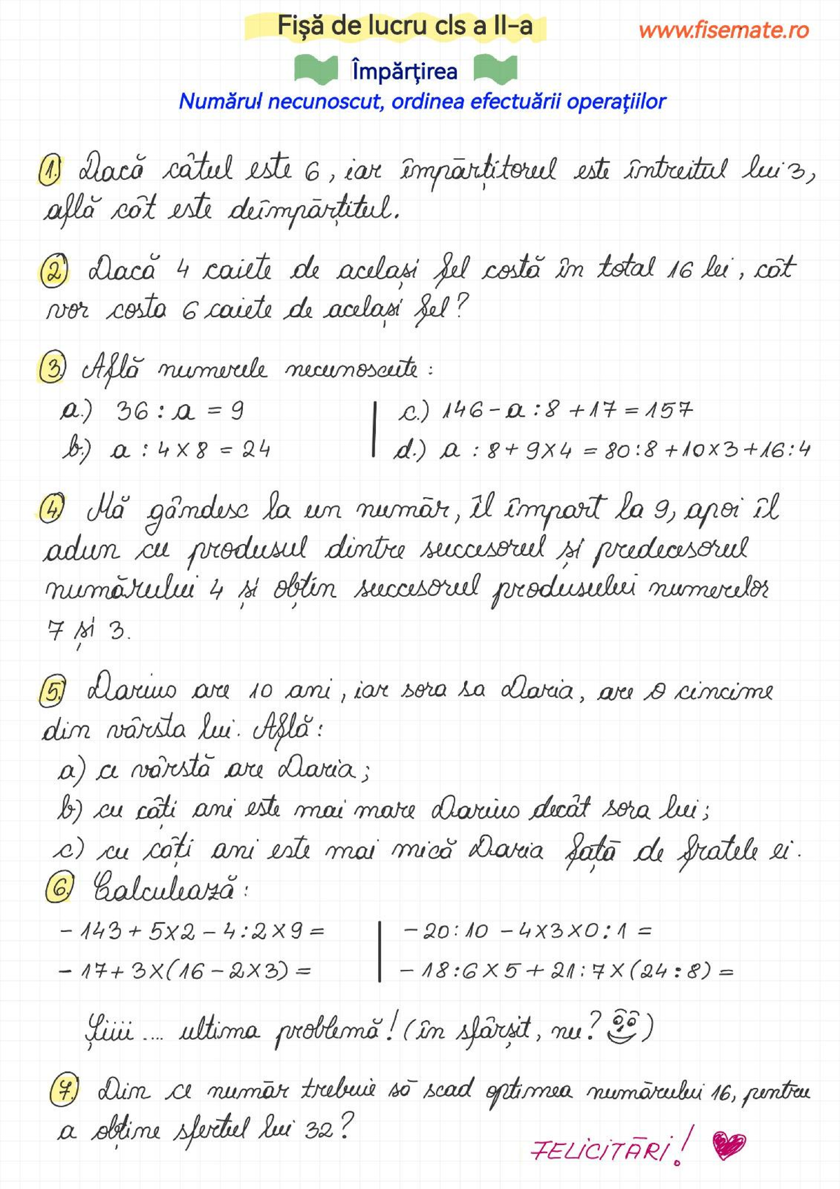 Fisa de lucru 1 impartirea clasa 27804 - Tehnici de predare - Studocu
