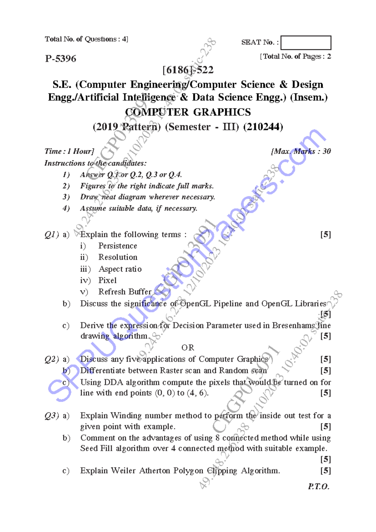 Cg2 - Summary Decode - Total No. of Questions : 4] [Total No. of Pages : 2 [6186]- S. (Computer ...