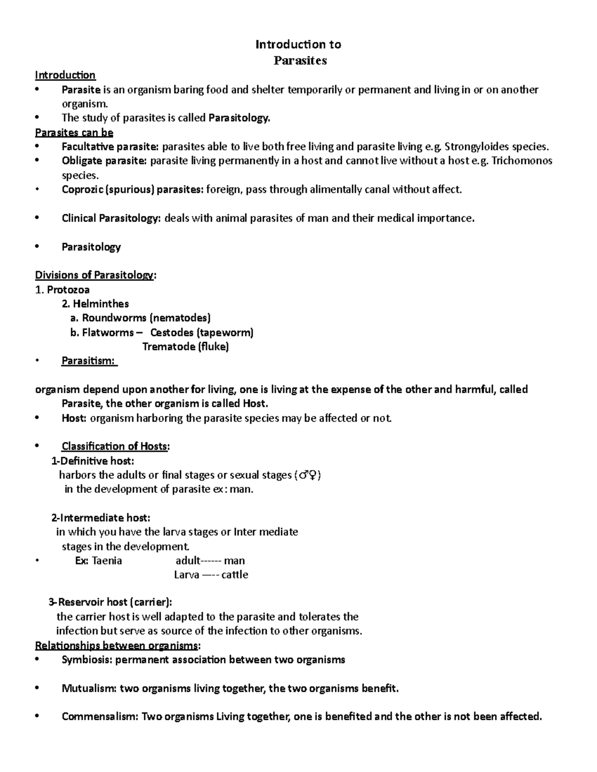 2 Introduction to Parasitology - Introduction to Parasites ...