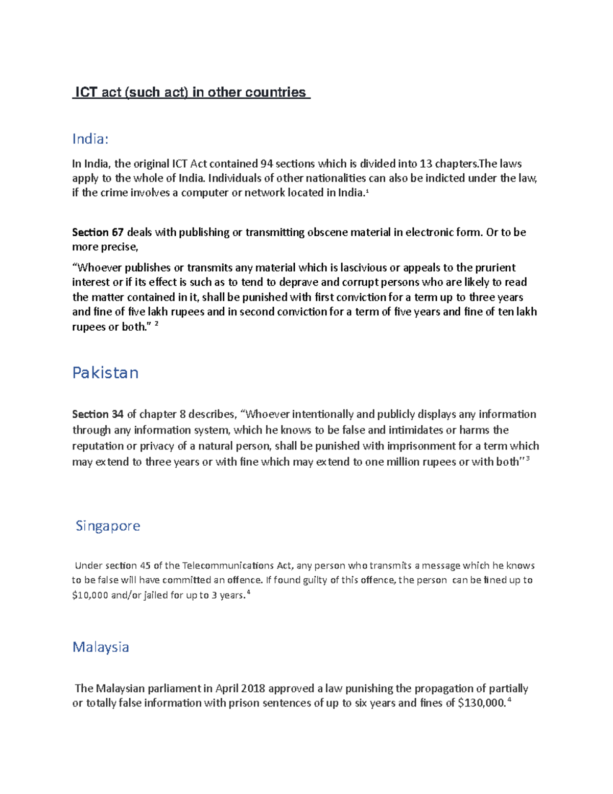 ICT act in other countries - ICT act (such act) in other countries ...